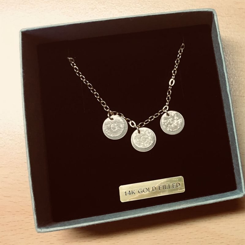 Personalised Gold Three Layered Disc Necklace | All The Falling Stars