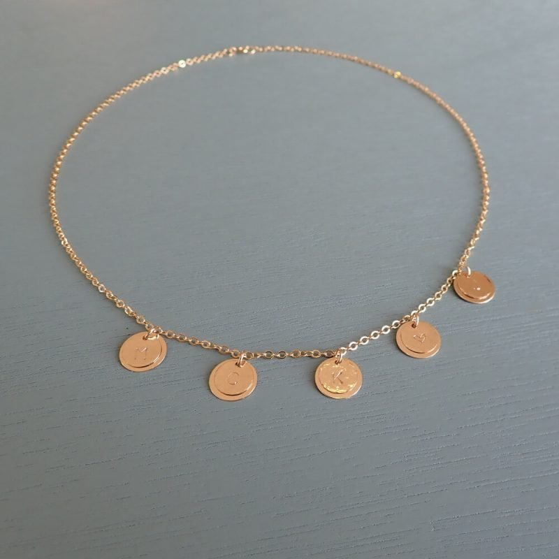Personalised Gold Five Layered Disc Necklace - All The Falling Stars